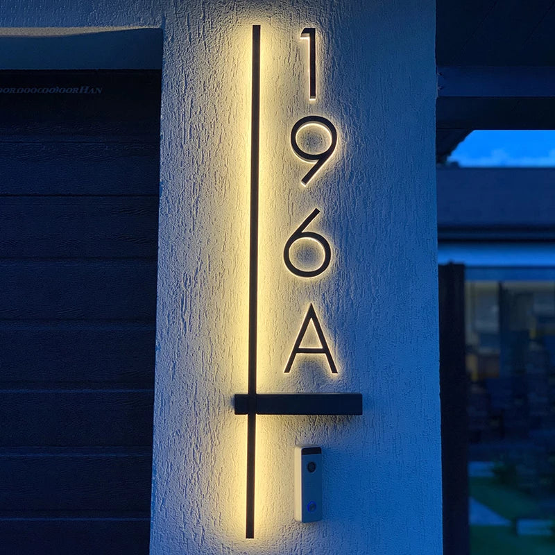 Custom Backlit Metal 3D Outdoor Numbers, Waterproof Modern House ...